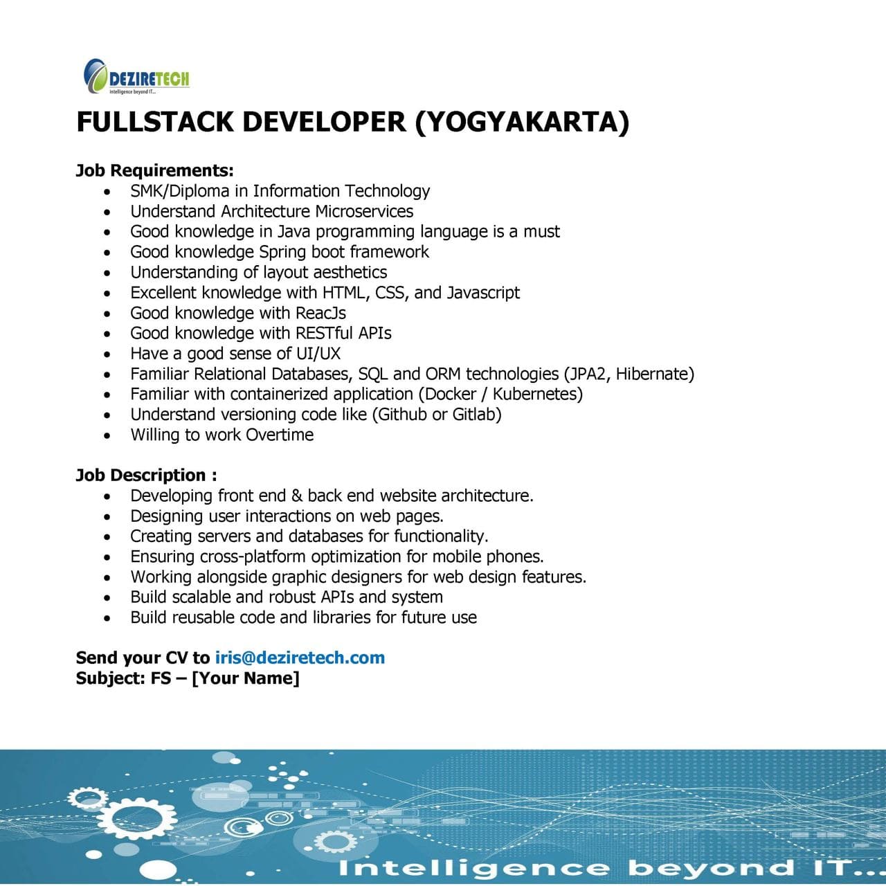 Lowongan Kerja Sebagai Fullstack Developer Yogyakarta di DezireTech ... Lowongan Kerja Sebagai Fullstack Developer Yogyakarta di DezireTech ...