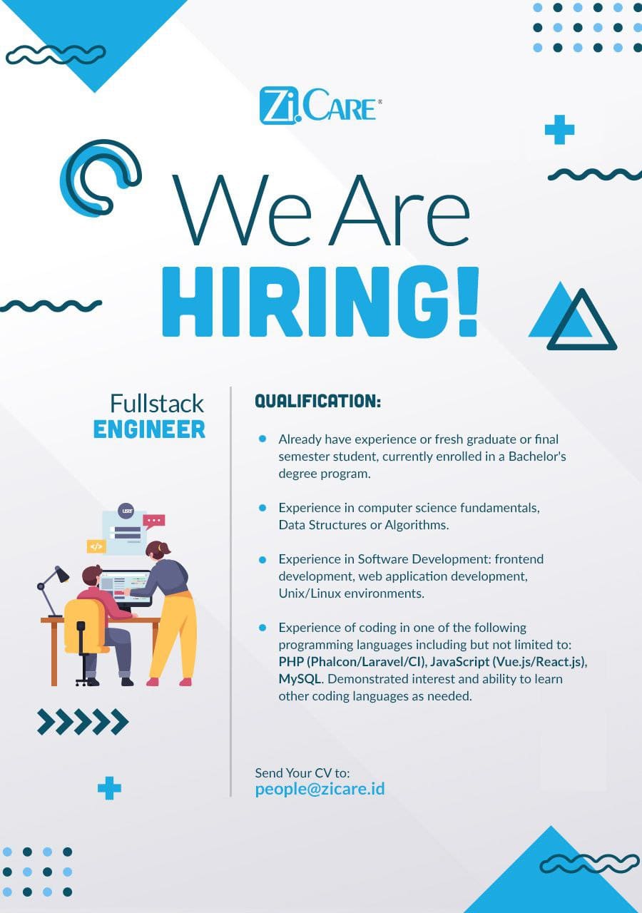Lowongan Kerja Fullstack Engineer di ZiCare - Nugasin.com Lowongan Kerja Fullstack Engineer di ZiCare - Nugasin.com