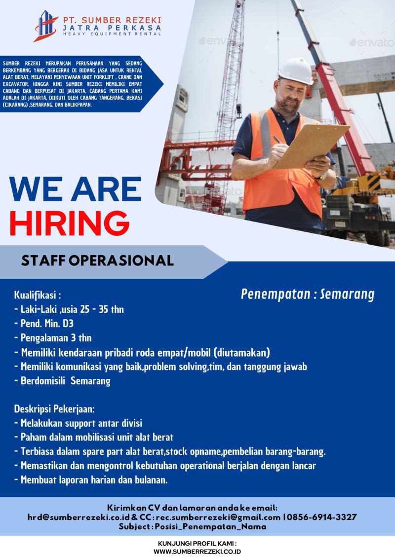 Lowongan Kerja Staff Operasional di PT. Sumber Rezeki Jatra Perkasa ...
