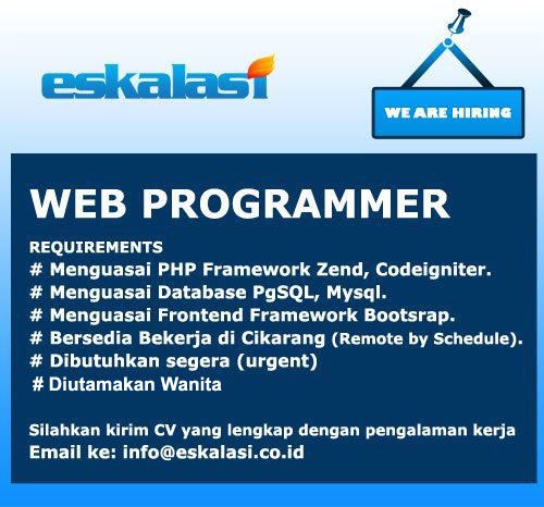 Lowongan Kerja Web Programmer di Eskalasi 2023 - Nugasin.com Lowongan Kerja Web Programmer di Eskalasi 2023 - Nugasin.com