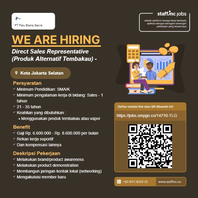 Lowongan Kerja Direct Sales Representative di PT. Palu Bisnis Service ... Lowongan Kerja Direct Sales Representative di PT. Palu Bisnis Service ...
