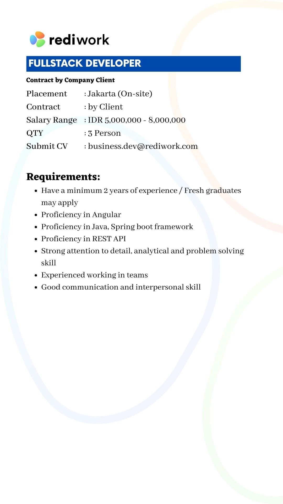 Lowongan Kerja Fullstack Developer Penempatan Jakarta - Nugasin.com Lowongan Kerja Fullstack Developer Penempatan Jakarta - Nugasin.com